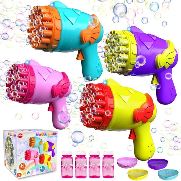 4-Pack Bubble Machine Gun Kit with Lights and Bubble Solution | Diversitoy
