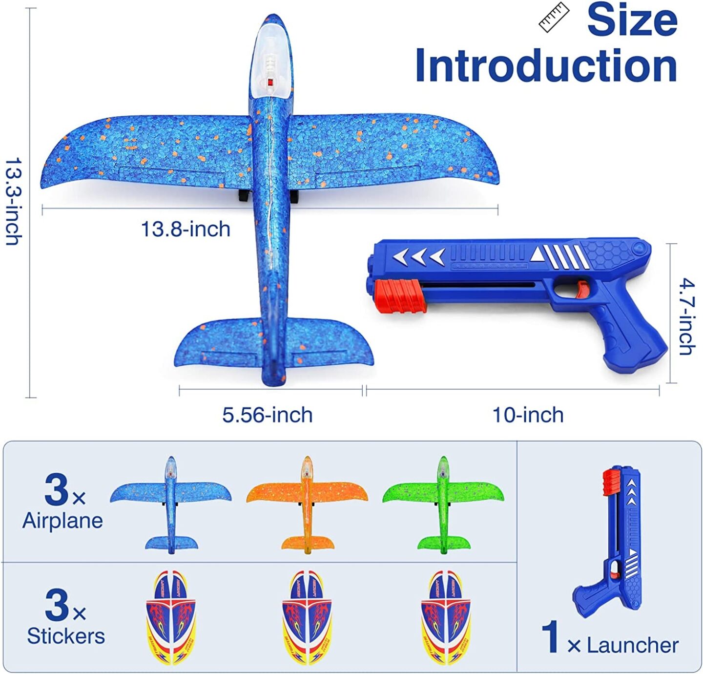 Airplane Launcher Glider Toys (Blue) | Diversitoy
