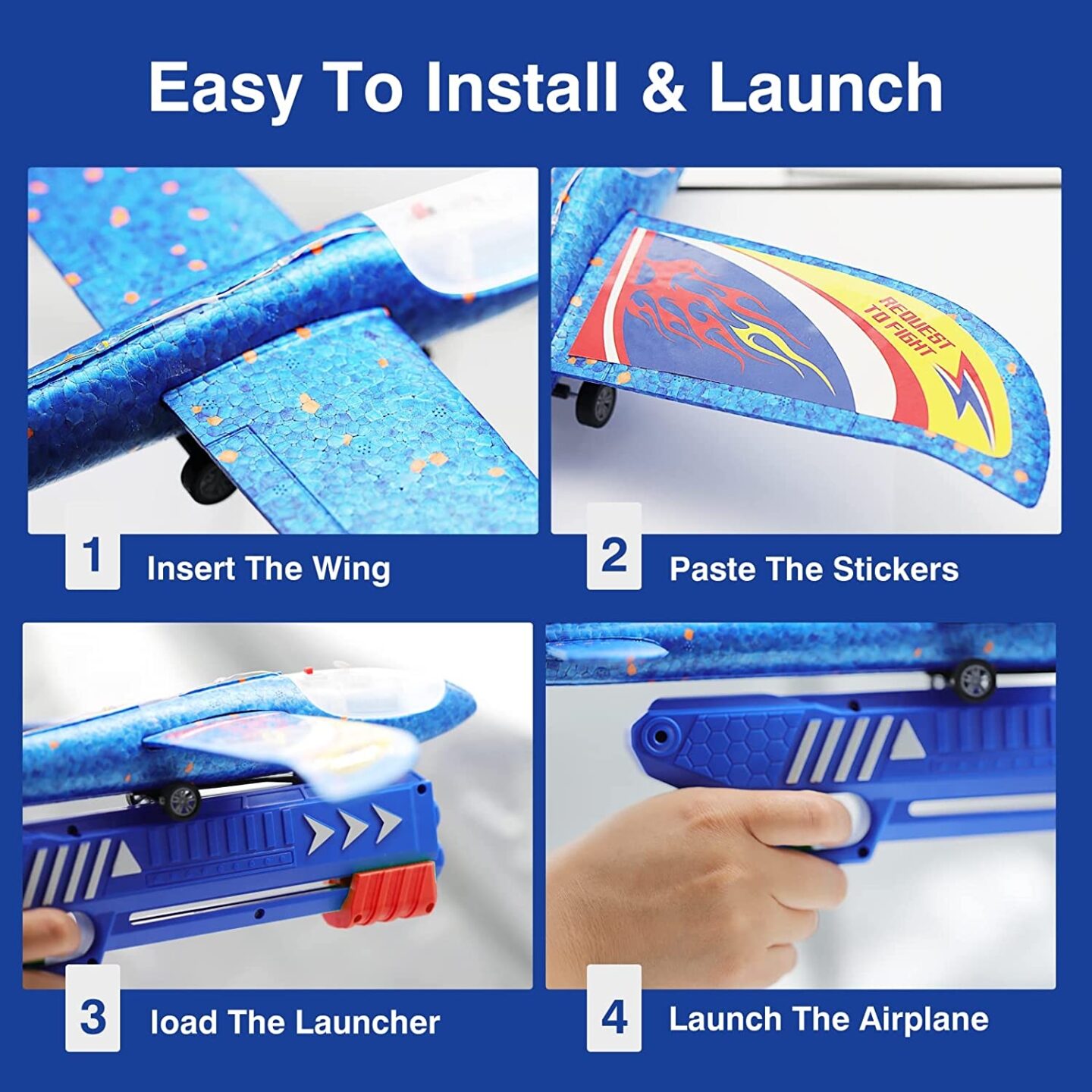 Airplane Launcher Glider Toys (Blue) | Diversitoy