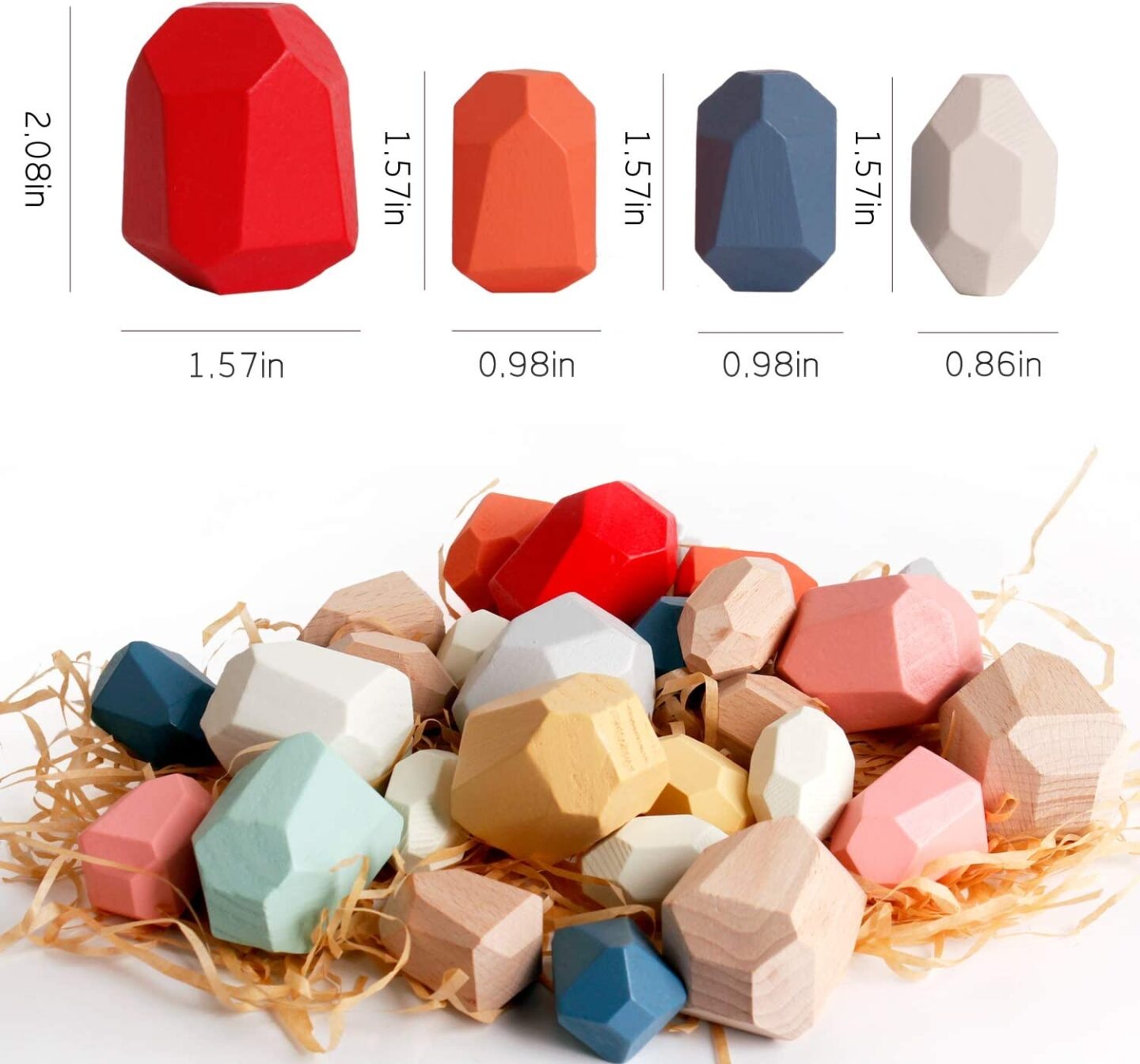 36 Pieces Wooden Stacking Rocks Balancing Stones | Diversitoy