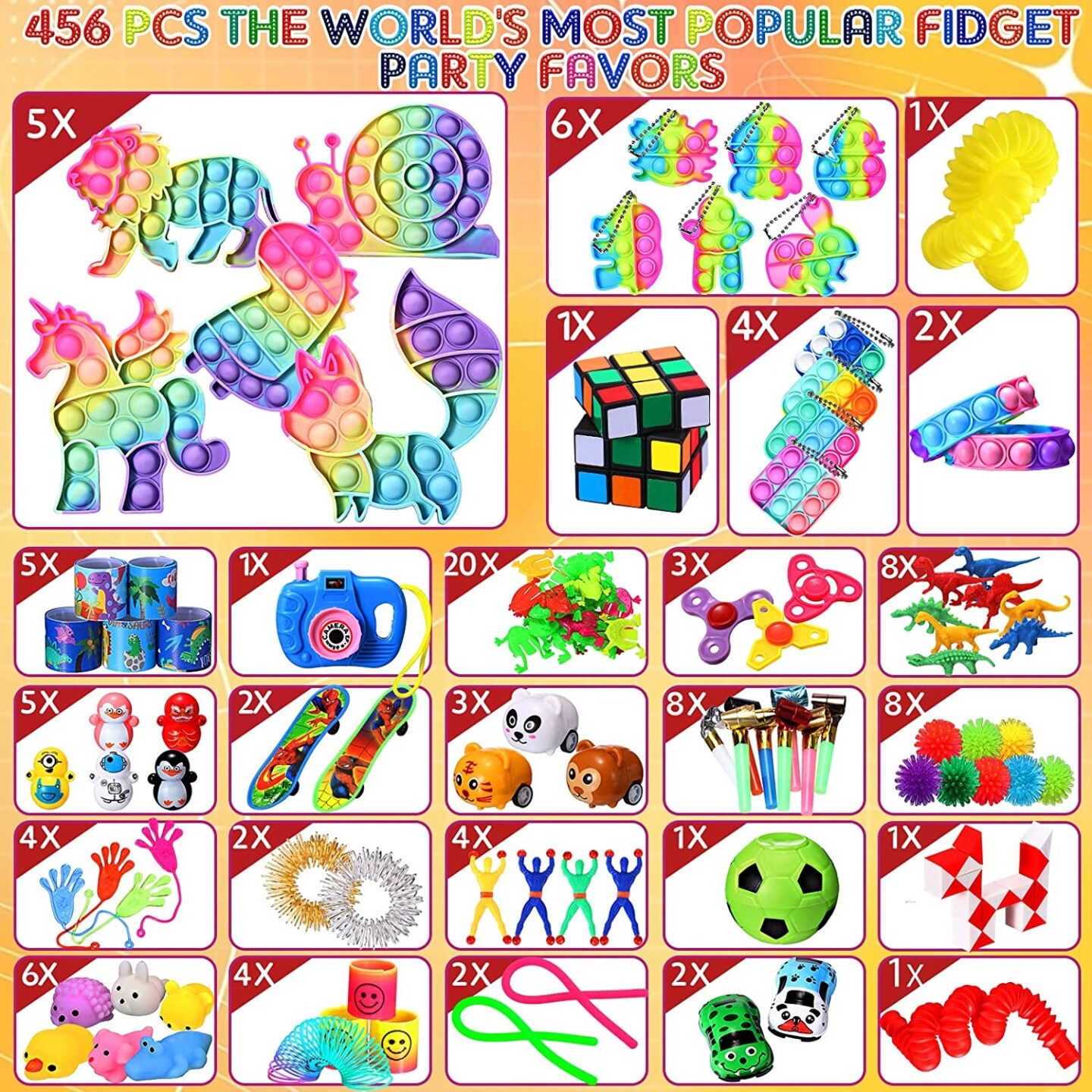 456 Pieces (52 Types) Fidget Toys Party Pack Goodie Bag Stuffers for ...