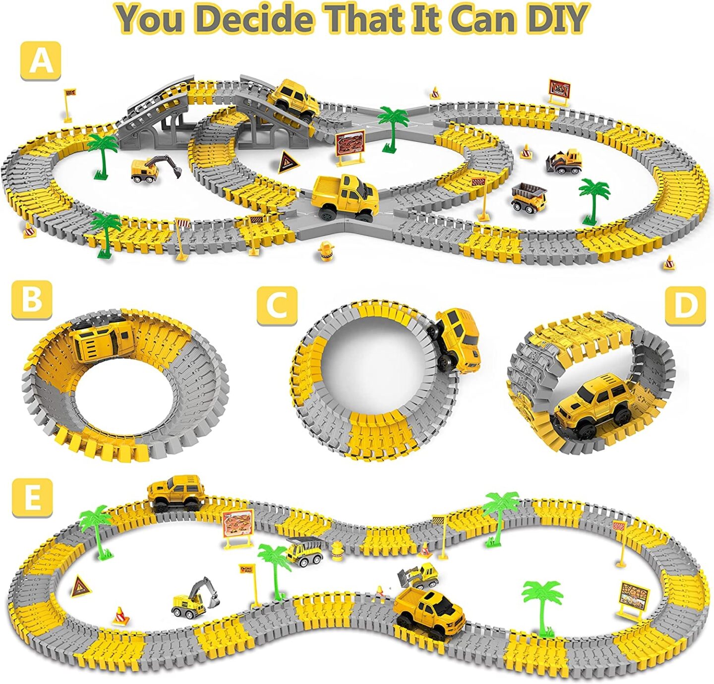 253 Pieces Construction Race Tracks Kids Toy Set | Diversitoy